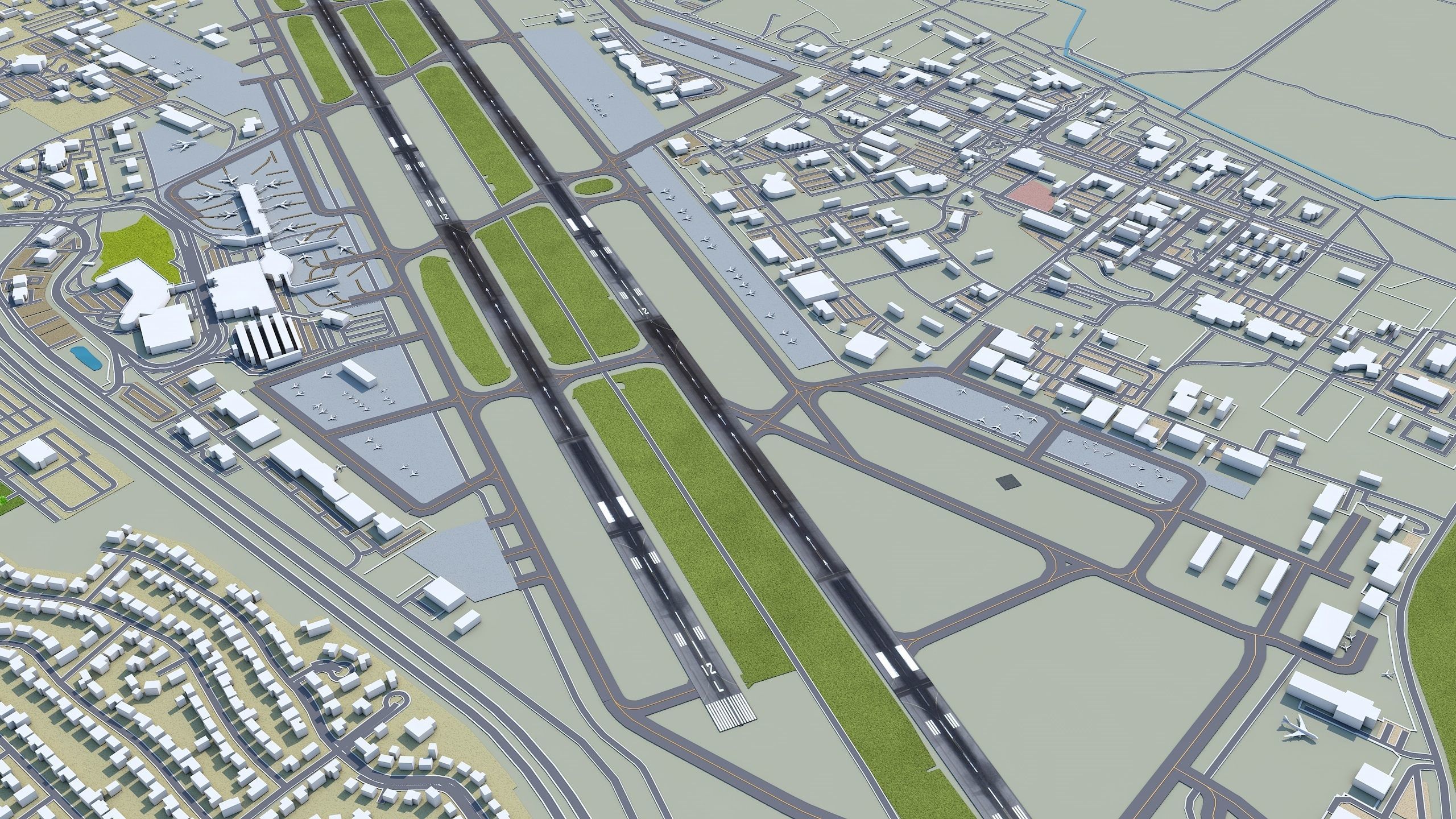 3D model Boise Airport 10km VR / AR / low-poly | CGTrader