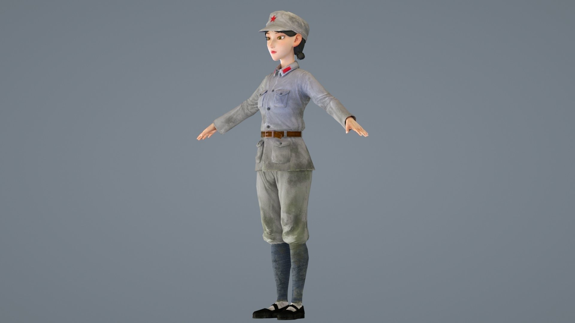 Cartoon Red Army Girl Little Girl Eighth Route Army 3D model | CGTrader