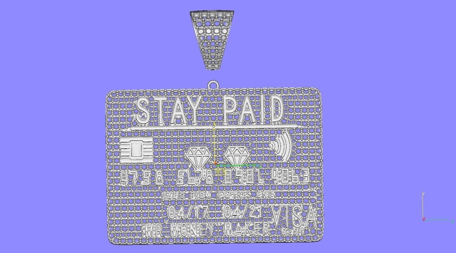 Debit Card Diamond Pendant 3D model 3D printable | CGTrader