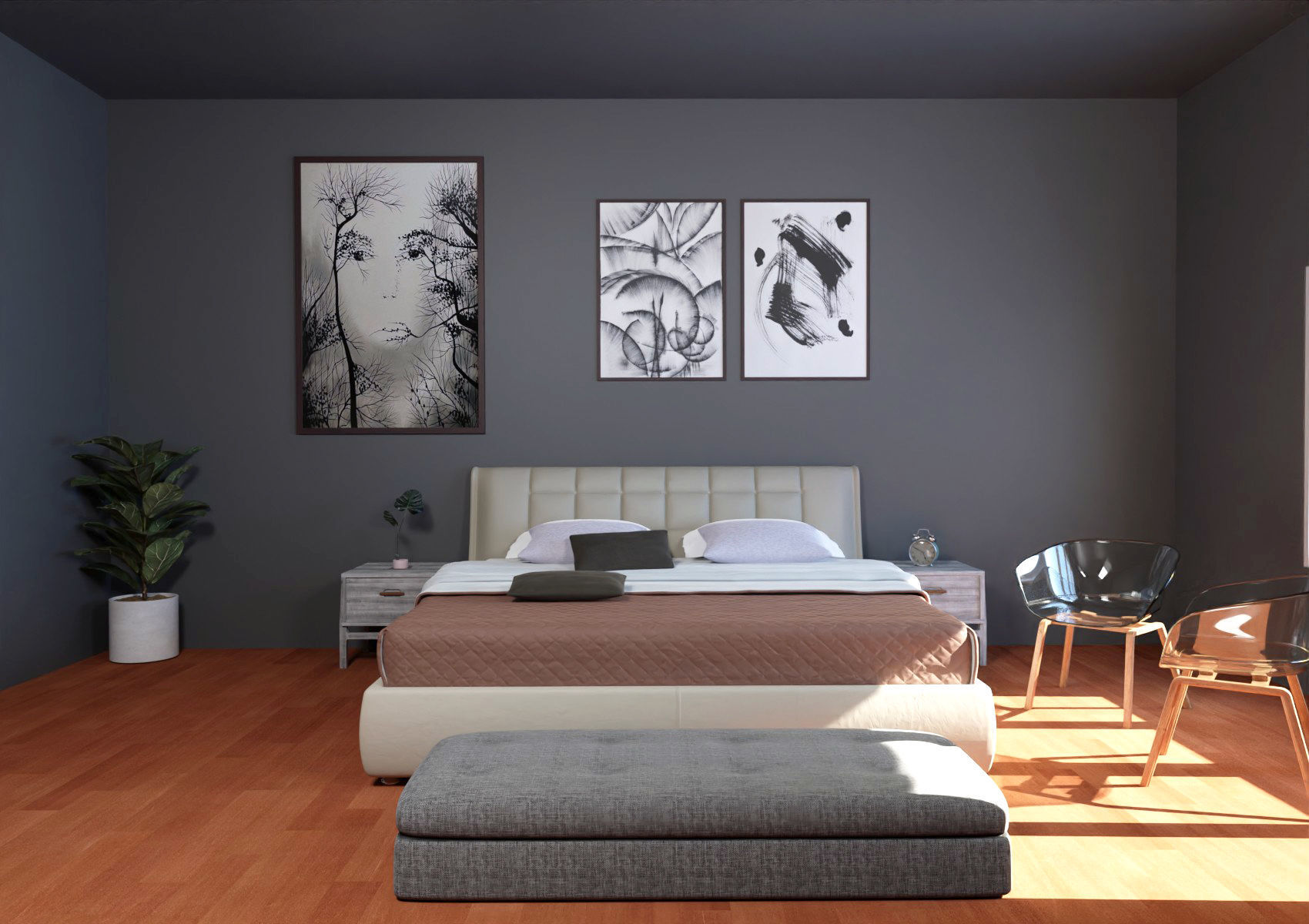 3D model Realistic Bedroom Interior Scene VR / AR / low-poly | CGTrader