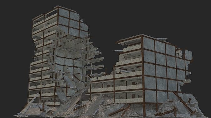 3D model destroyed building VR / AR / low-poly | CGTrader