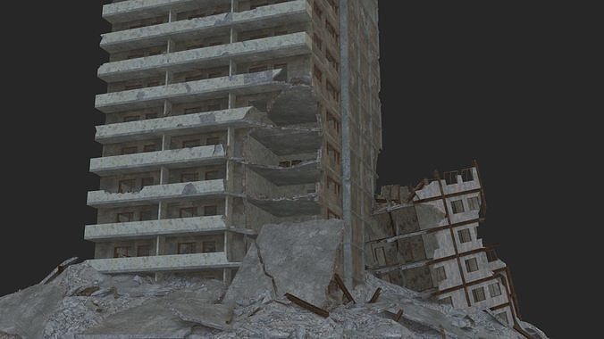 3D model destroyed building VR / AR / low-poly | CGTrader