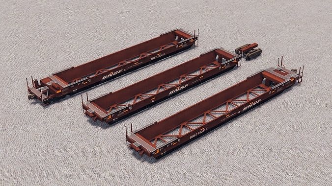 3D model Gunderson Maxi-IV BNSF Double Stack Well Cars VR / AR / low ...