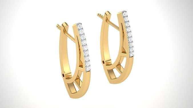 Hoops - Huggies Earrings - 19 3D model 3D printable | CGTrader