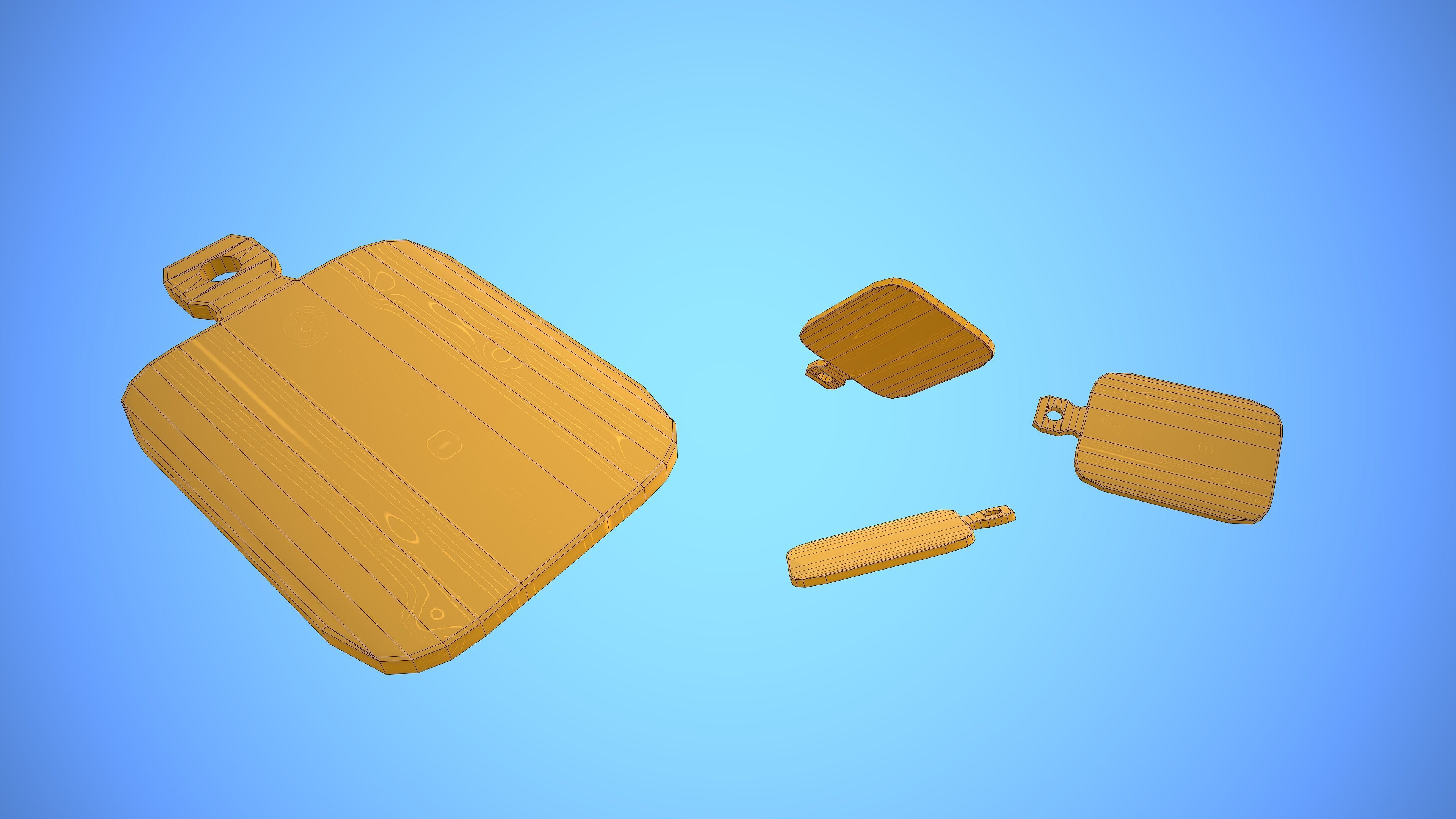 3D model CUTTING BOARD KITCHEN CARTOON STYLIZED VR / AR / low-poly ...