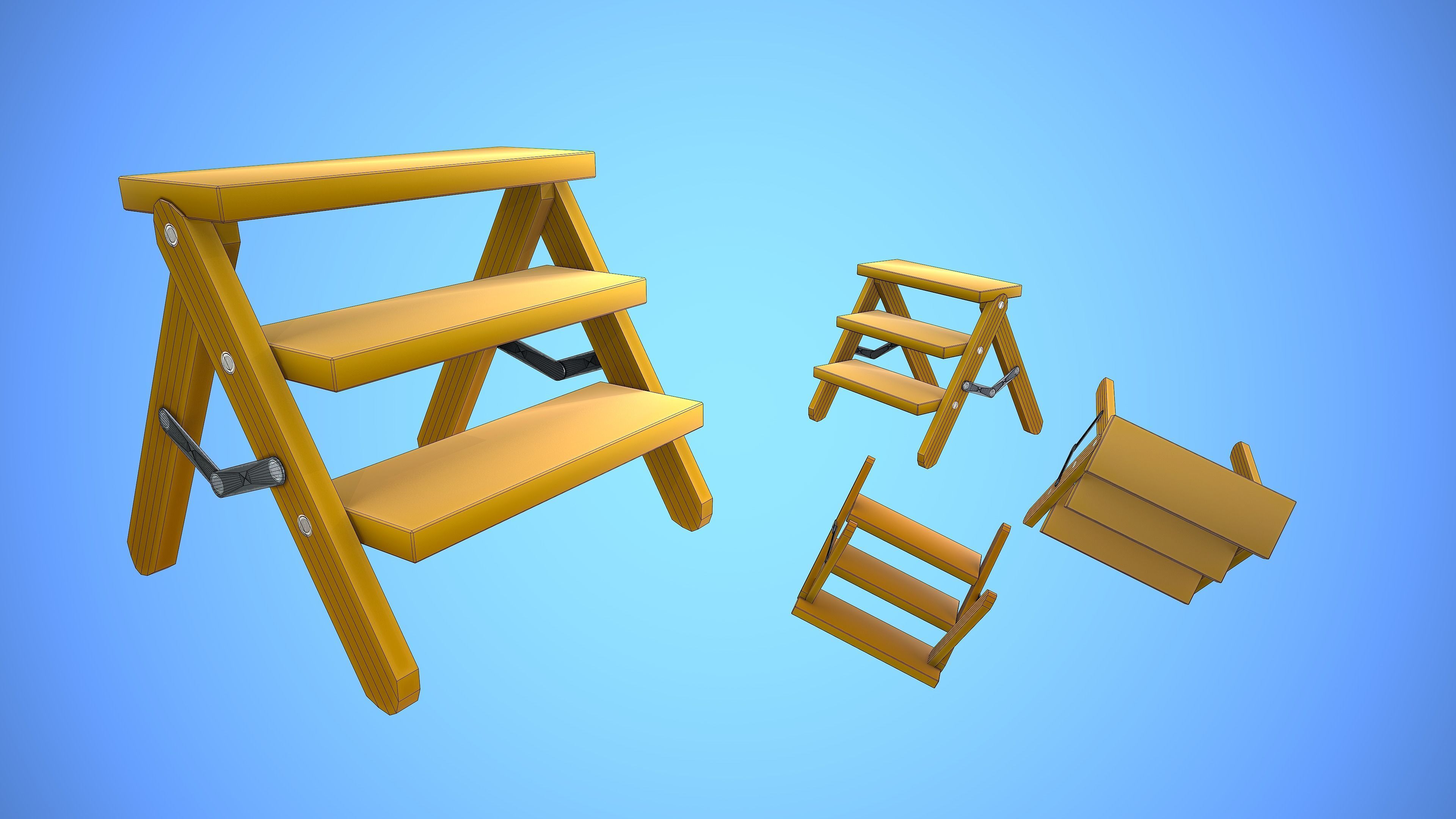 3D model SMALL PAINTERS LADDER CARTOON STYLIZED VR / AR / low-poly ...