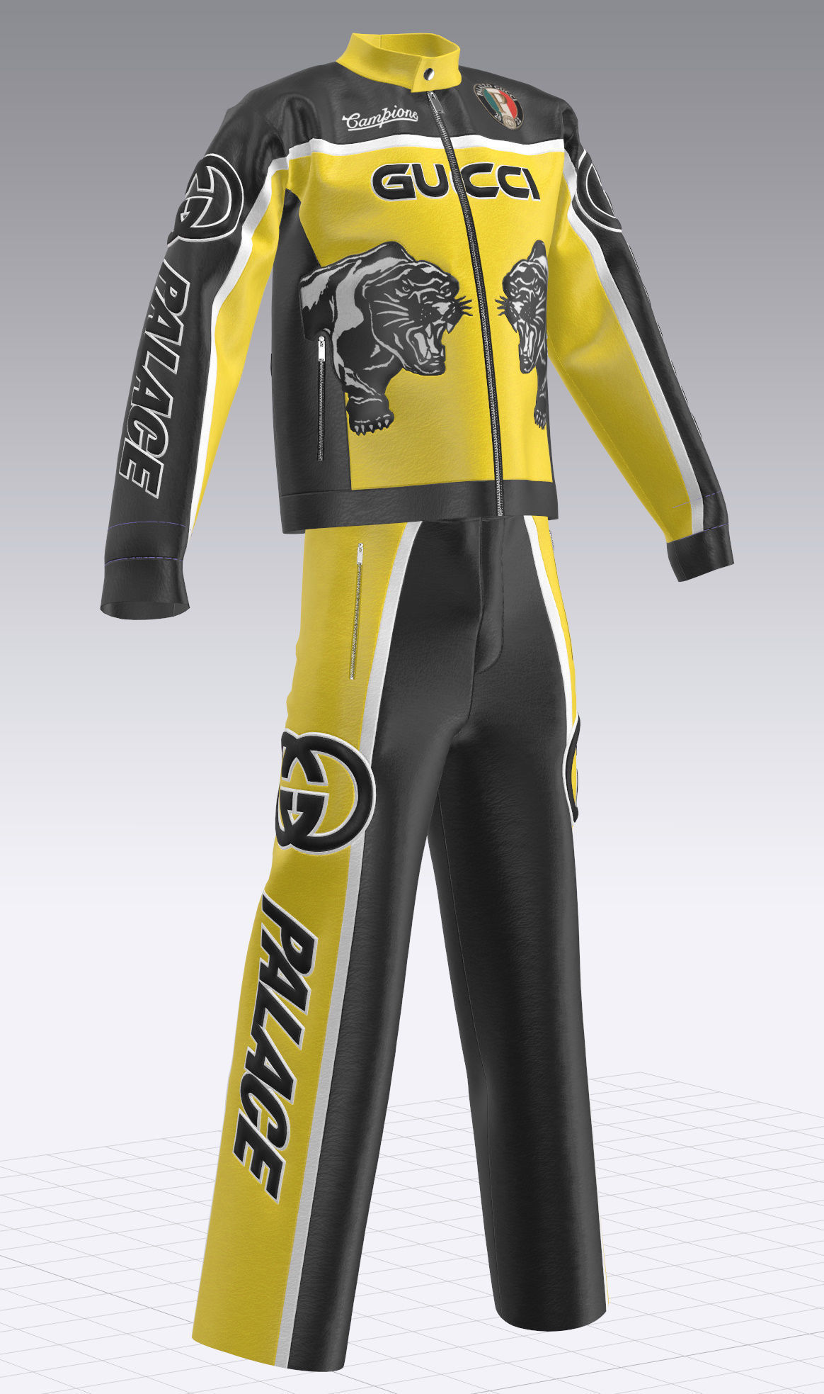 Gucci x Palace leather outfit 3d fashion clothing hype 3D model | CGTrader