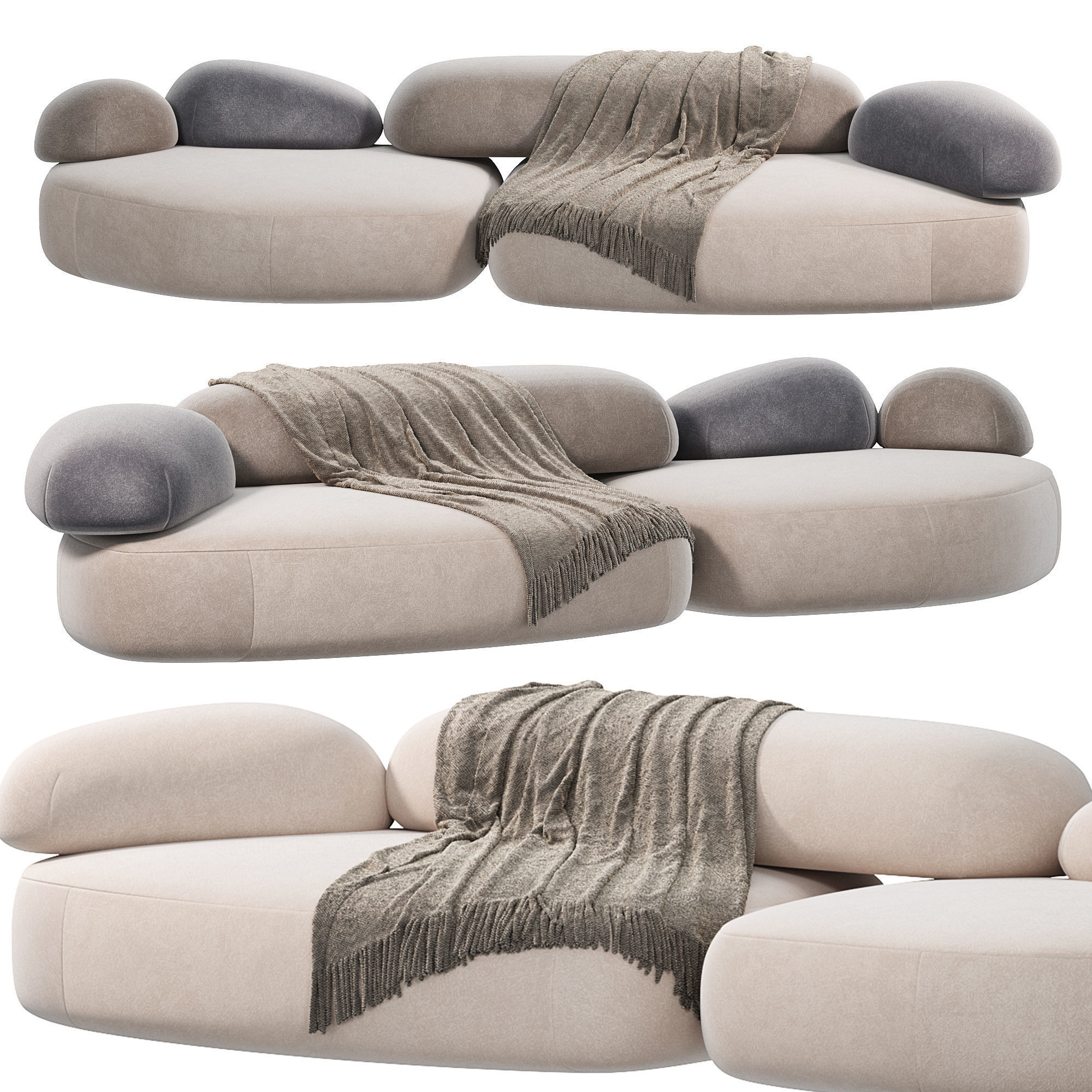 Moroso Pebble Rubble Sofa 3D model | CGTrader