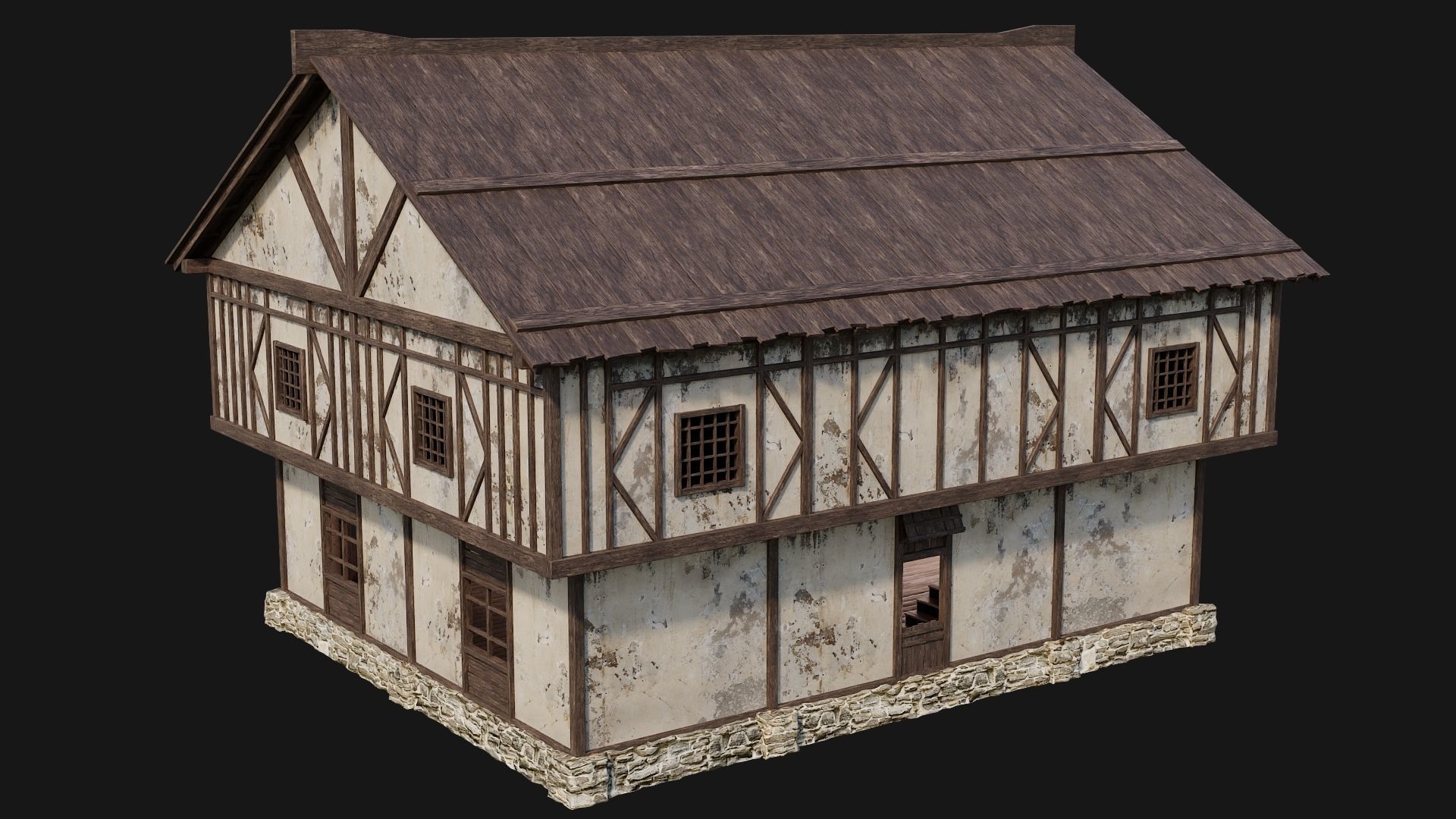3D model 201-202-203-204 Old Medieval Houses Pack 4K Textures VR / AR ...