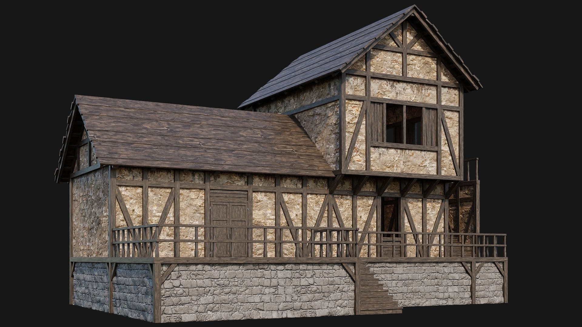 3D model 217-218-219-220 Old Medieval Houses Pack 4K Textures VR / AR ...