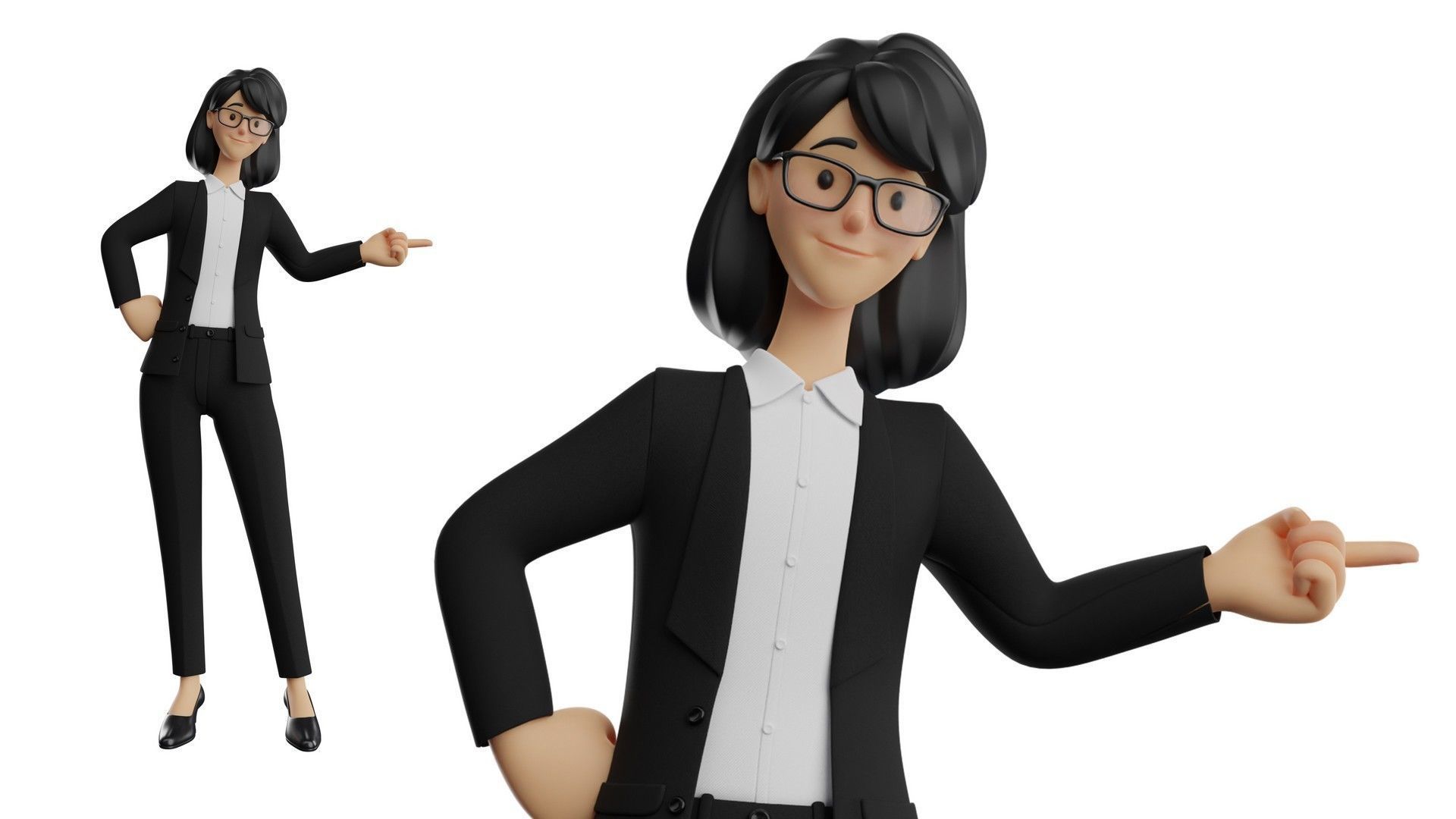 3D model Business Office Secretary Woman Character Rigged VR / AR / low ...