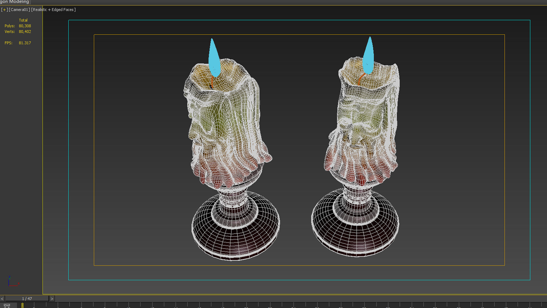 Candle sculptures burning old people household items 3D model | CGTrader