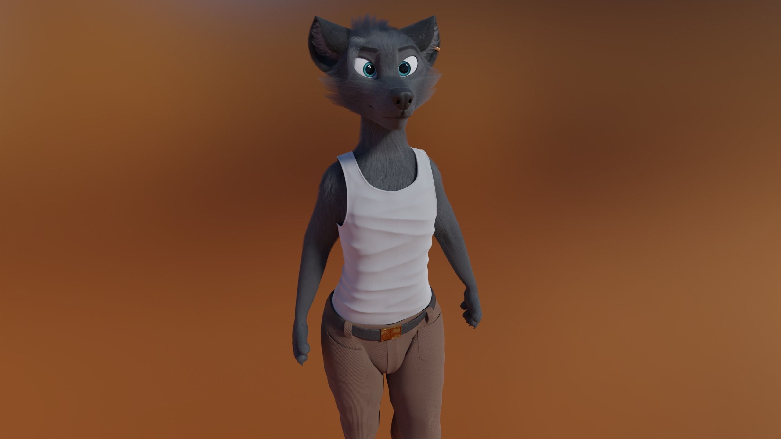 Fenrir Anthro Wolf 3D model rigged | CGTrader