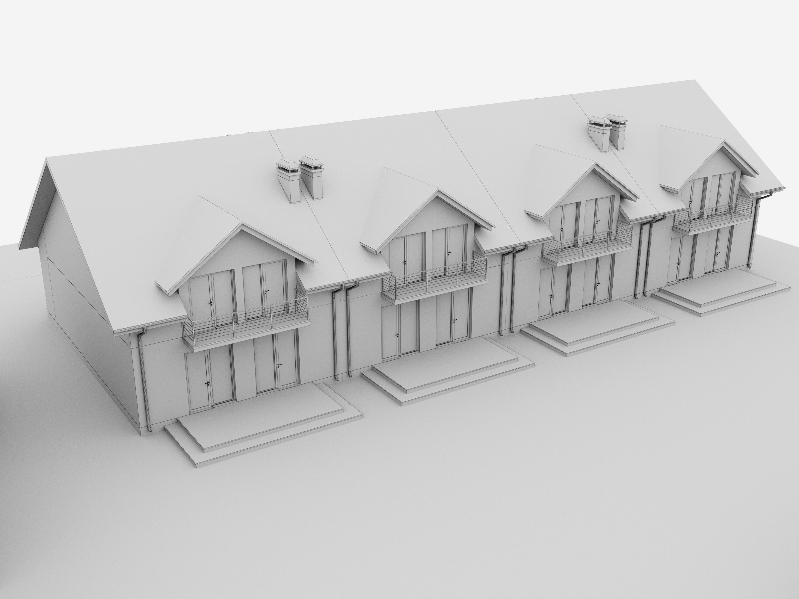 Suburban houses 4 types 3D model | CGTrader