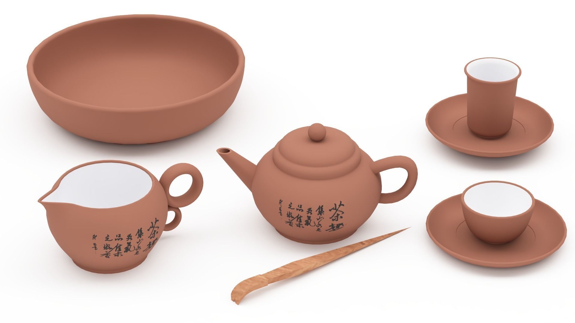 Chinese traditional ceremony tea set 3D model | CGTrader