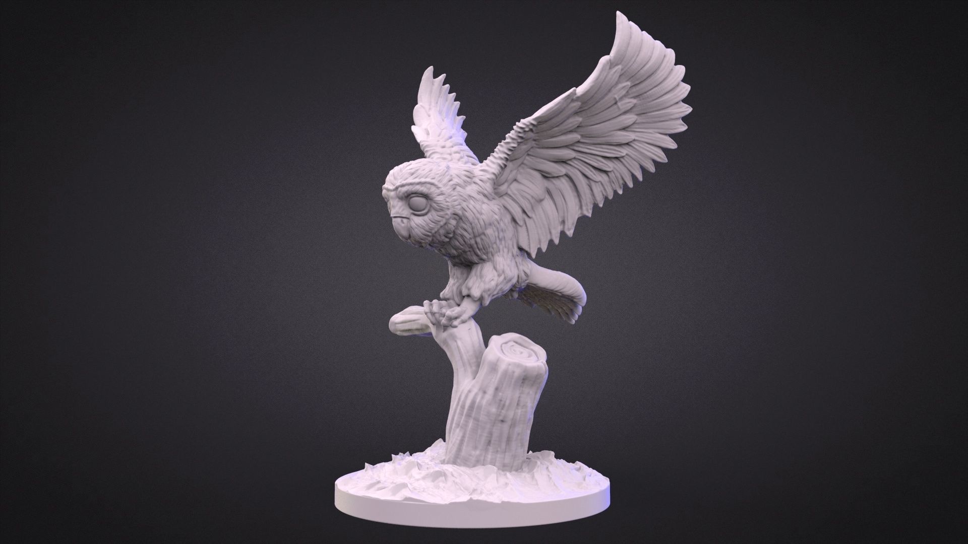 Owl Sculpture on Branch 3D model 3D printable | CGTrader