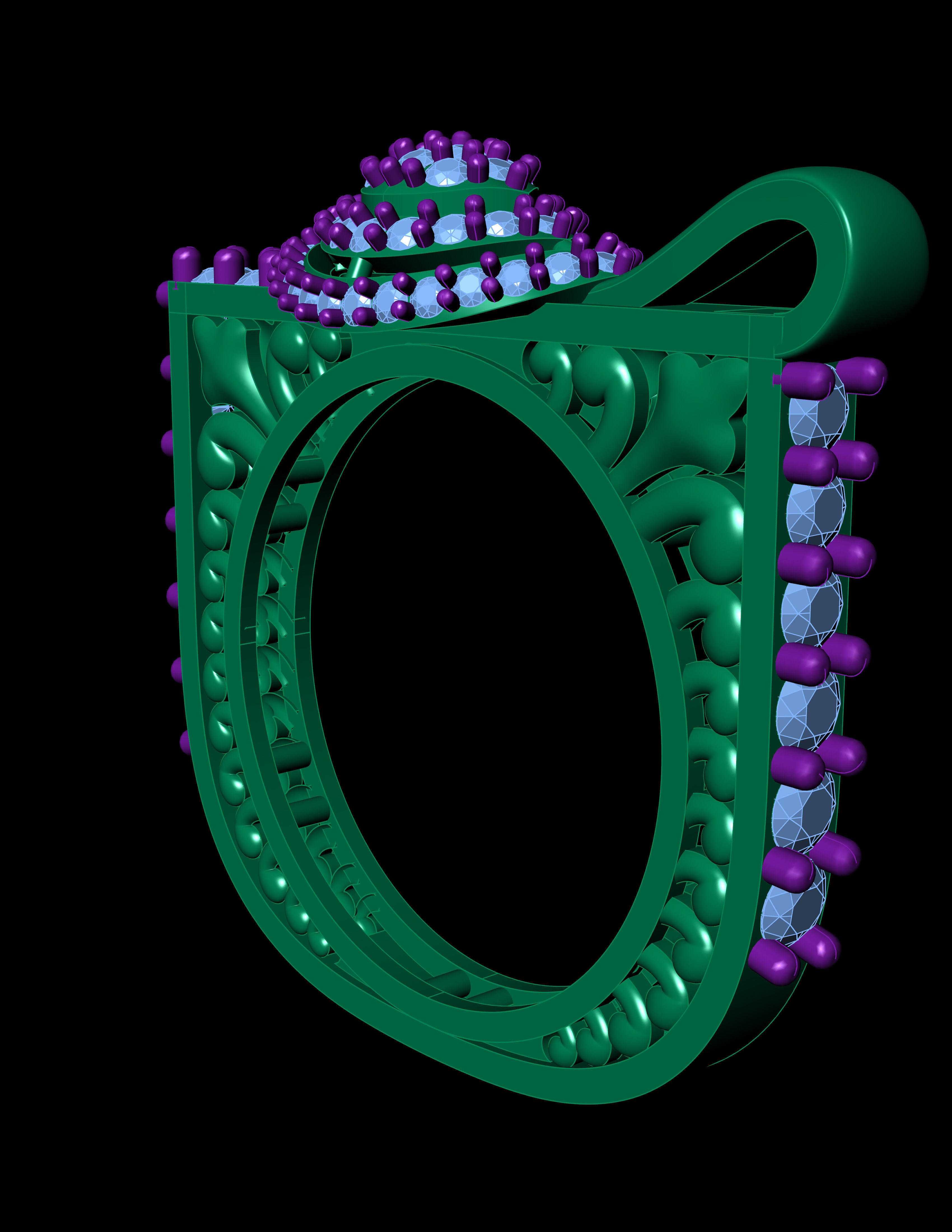 Poat Of Genie Daimond Ring With Antique Plain Work Ring 3d Model 3D ...