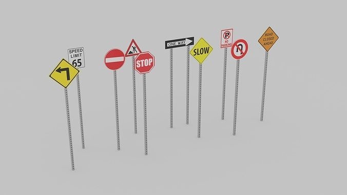 Basic road sign pack free 3D model | CGTrader