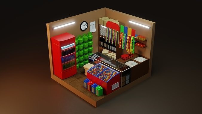 3D model Toko Kelontong or Indonesian Grocery Store Lowpoly Isometric ...