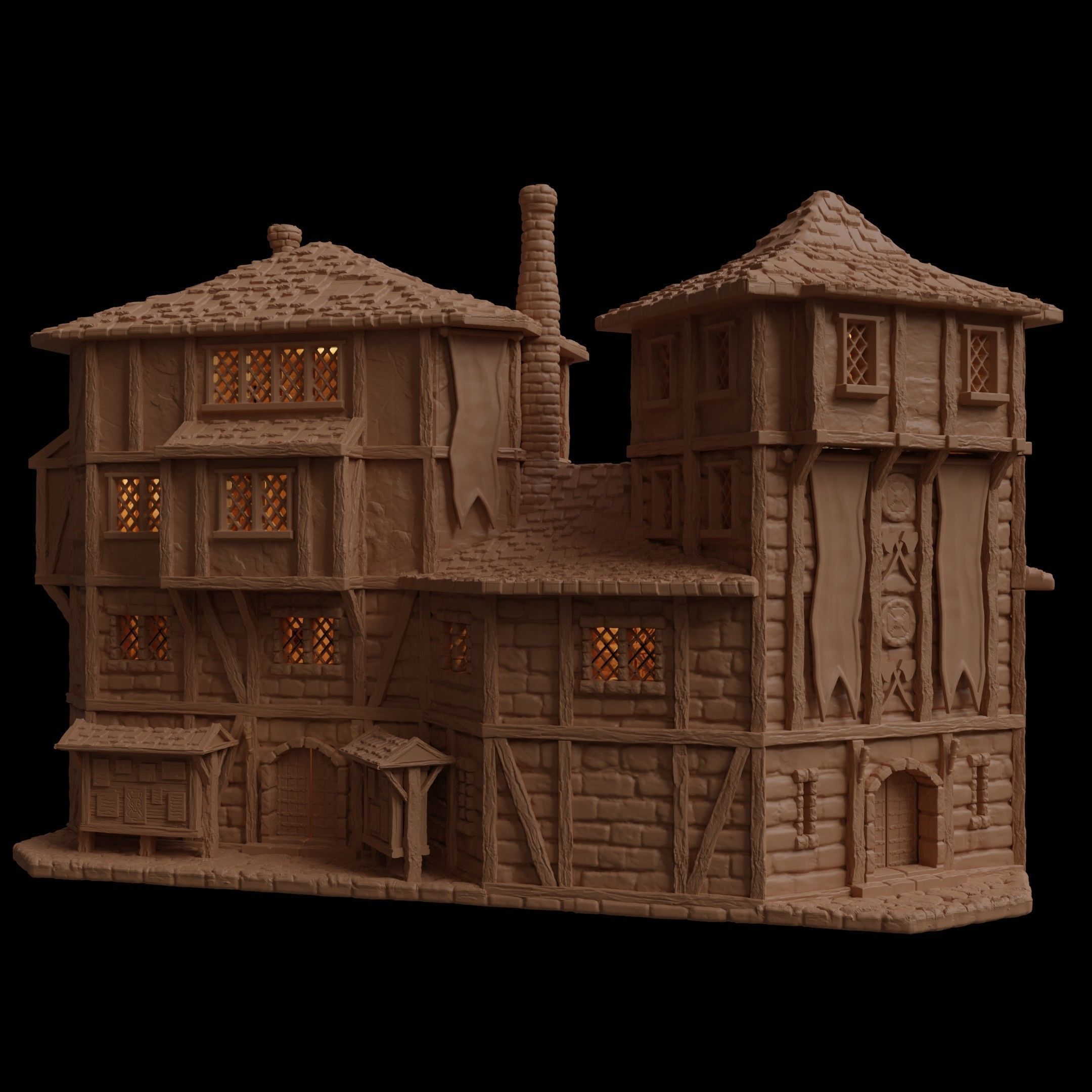 Adventurer Guild Building Tabletop Terrain 28 MM 3D model 3D printable ...