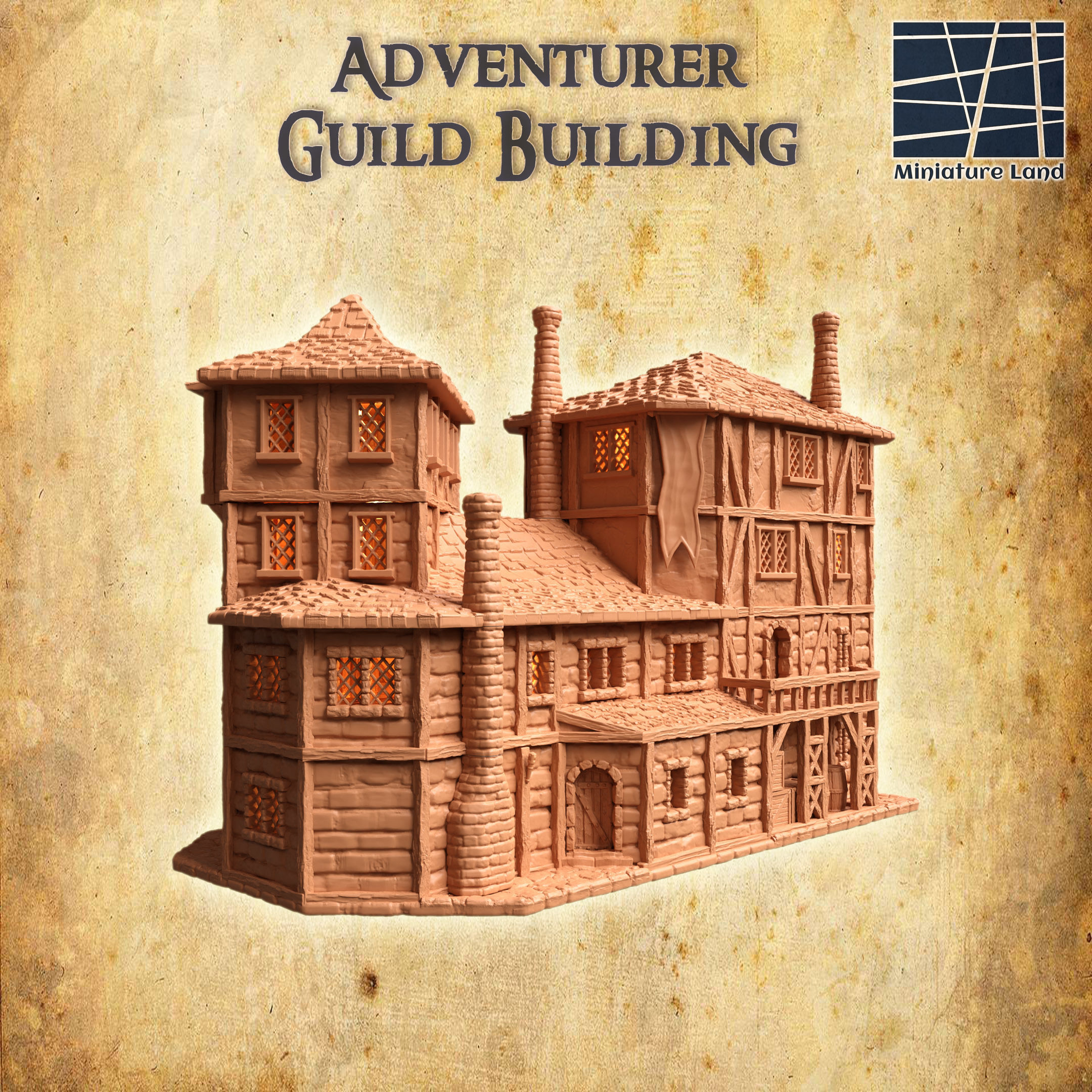 Adventurer Guild Building Tabletop Terrain 28 MM 3D model 3D printable ...