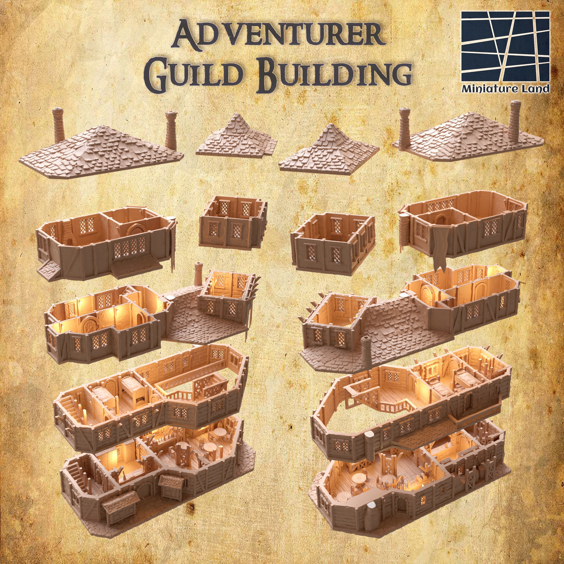Adventurer Guild Building Tabletop Terrain 28 MM 3D model 3D printable ...