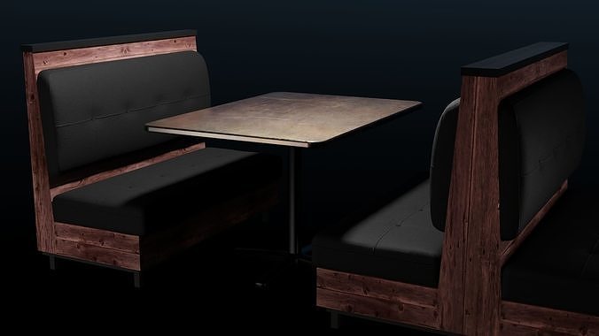3D model Rustic Restaurant Booth - with LODs for Game Engines VR / AR ...