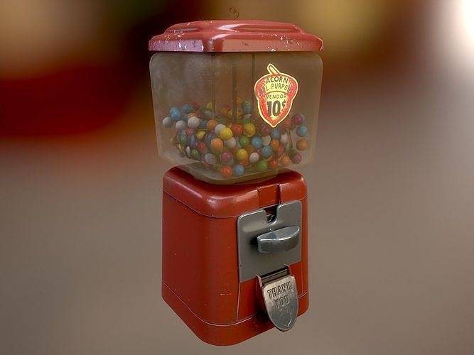 3D model Vintage Candy Gumball Machine - Low-poly Game-ready PBR 3D ...