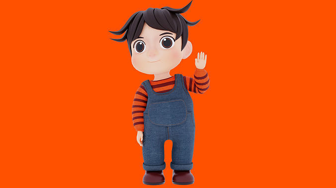 Hugo Cute Cartoon Boy 3D model animated rigged | CGTrader