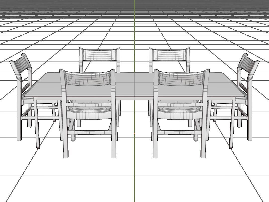 Wooden Dining Table With Chair Set 3D model | CGTrader