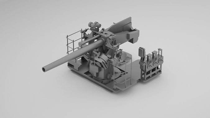 5 inch - 127mm 25 Mk19 Single Naval Gun 3D model rigged | CGTrader
