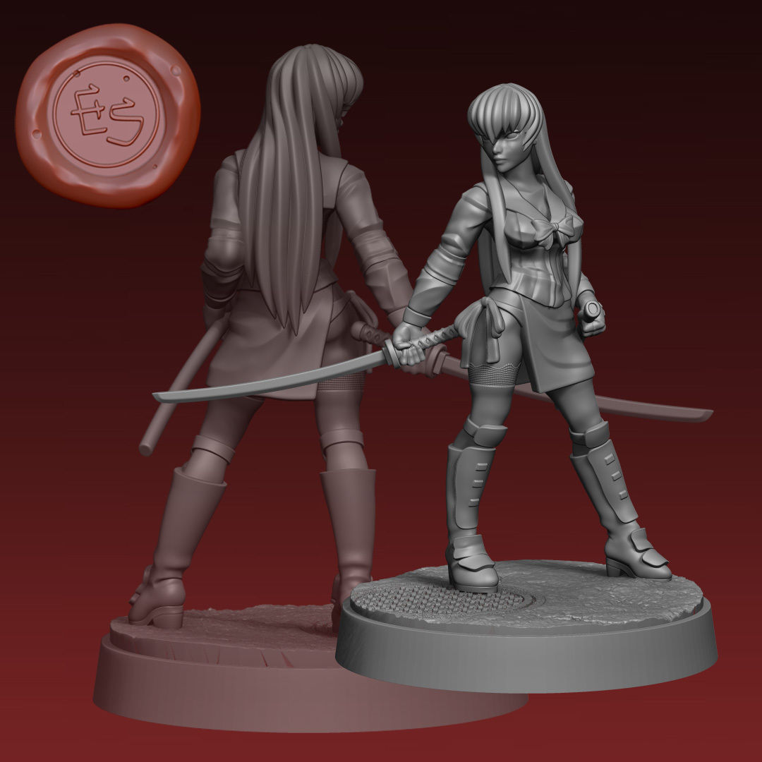Saeko Busujima - Highschool of the Dead - 32mm Miniature 3D model 3D ...