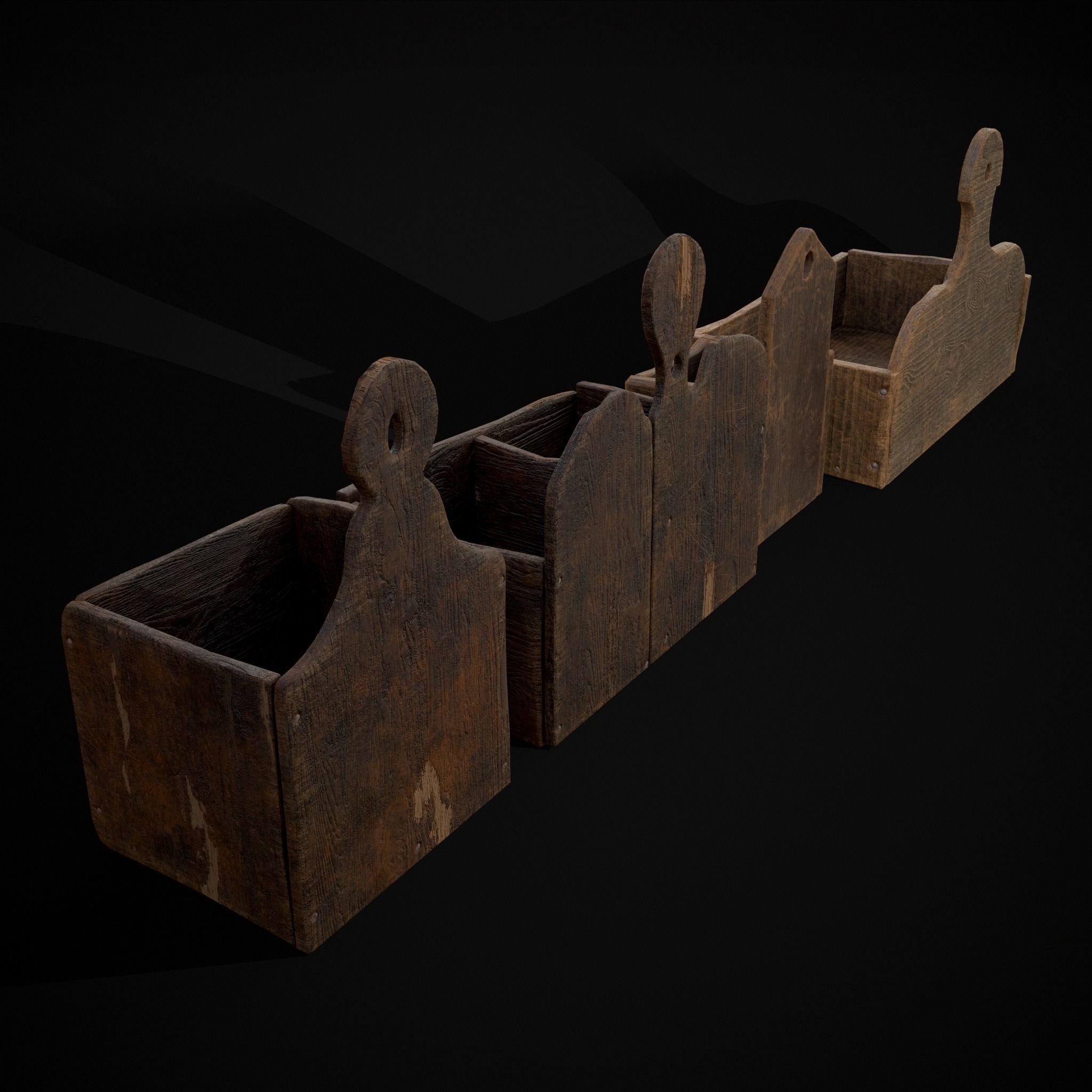 3D model Four Rustic Medieval Crates VR / AR / low-poly | CGTrader