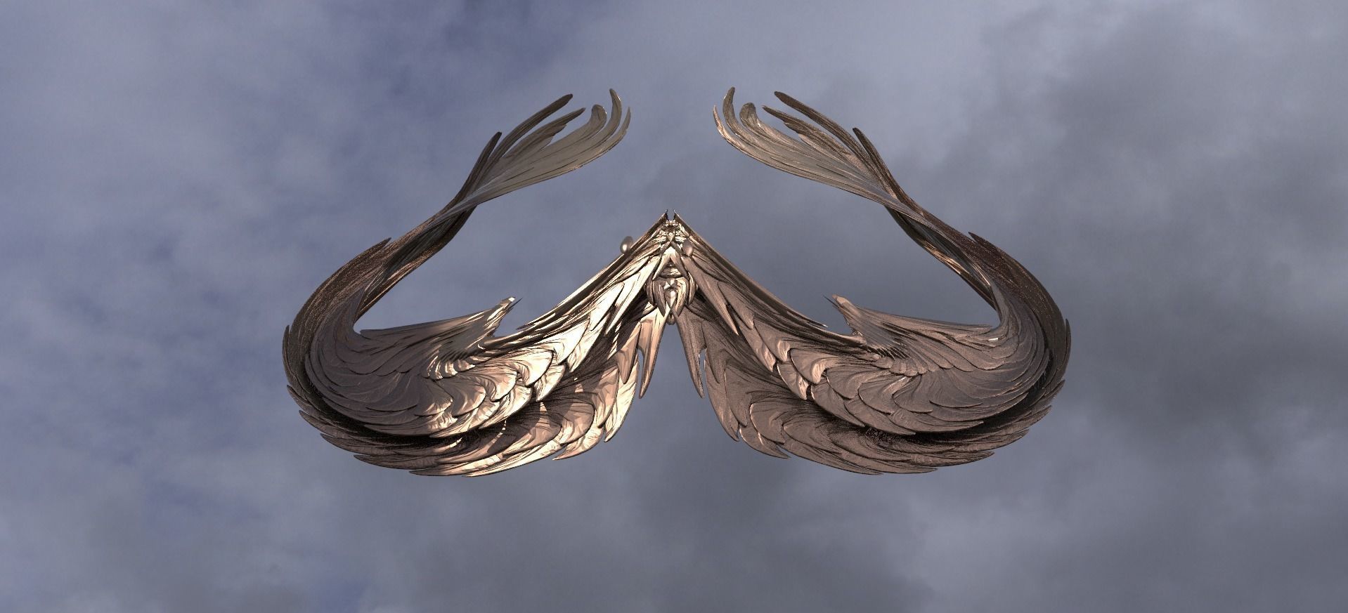 Spiral Elements Wings Curved 3D model | CGTrader