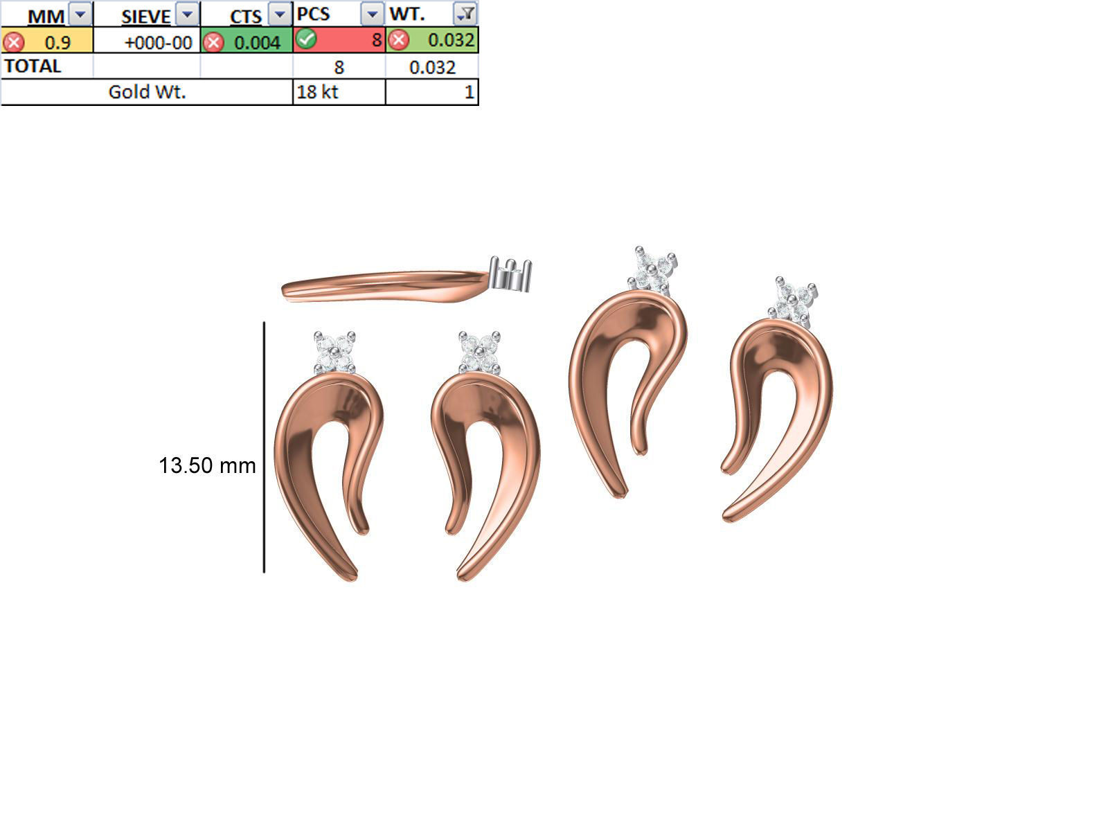 Women Diamond Earring STL OBJ FBX JCD Details 3D model 3D printable ...