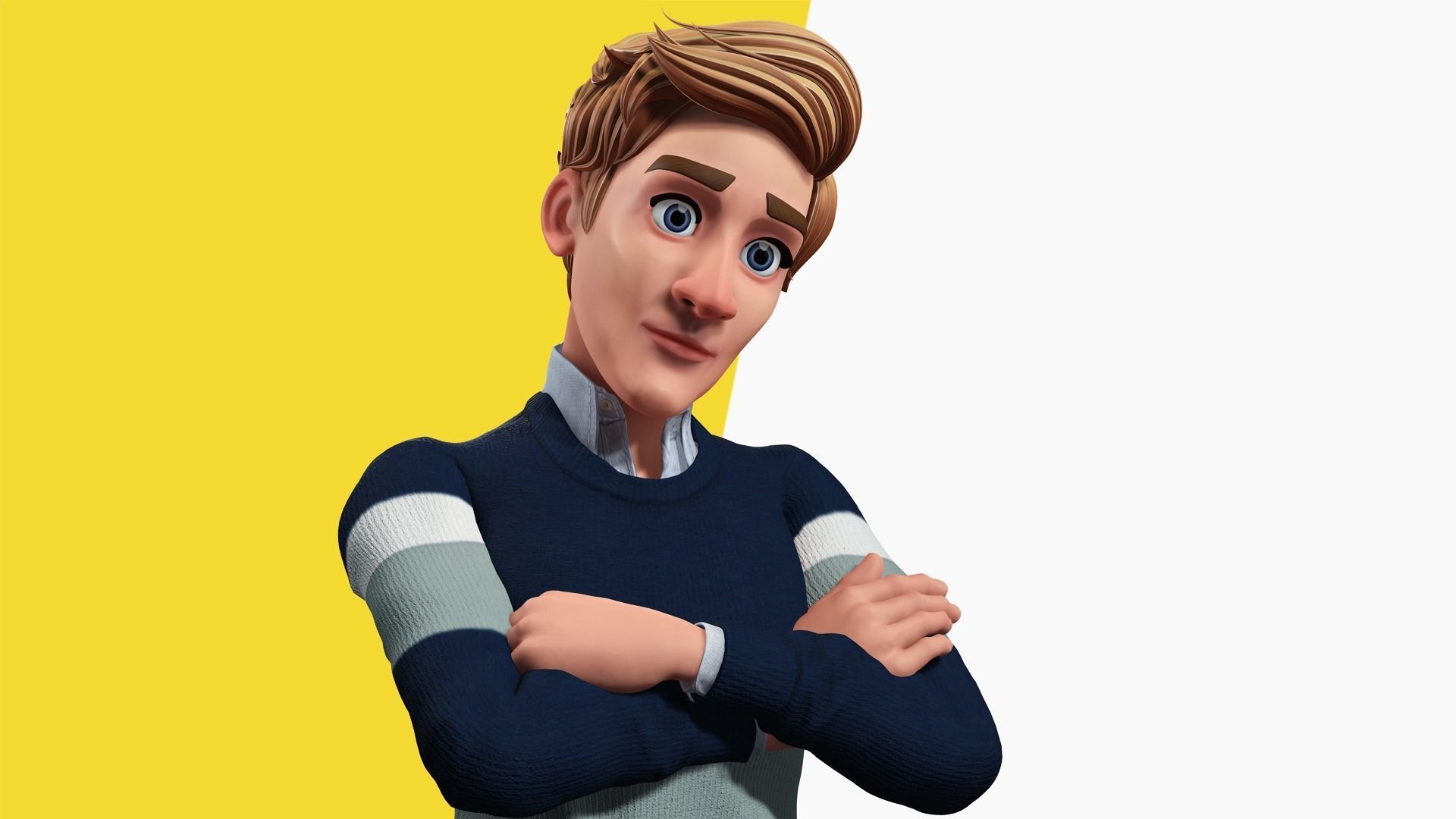 3D model Father Cartoon Man Rigged 3D model RealTime Male 3D toon VR ...