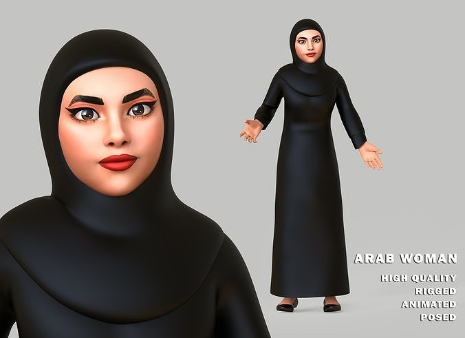3D model Arab woman stylized character VR / AR / low-poly | CGTrader