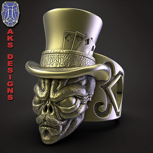 skull Ring Jewelry Magician alien v1 3D model 3D printable | CGTrader