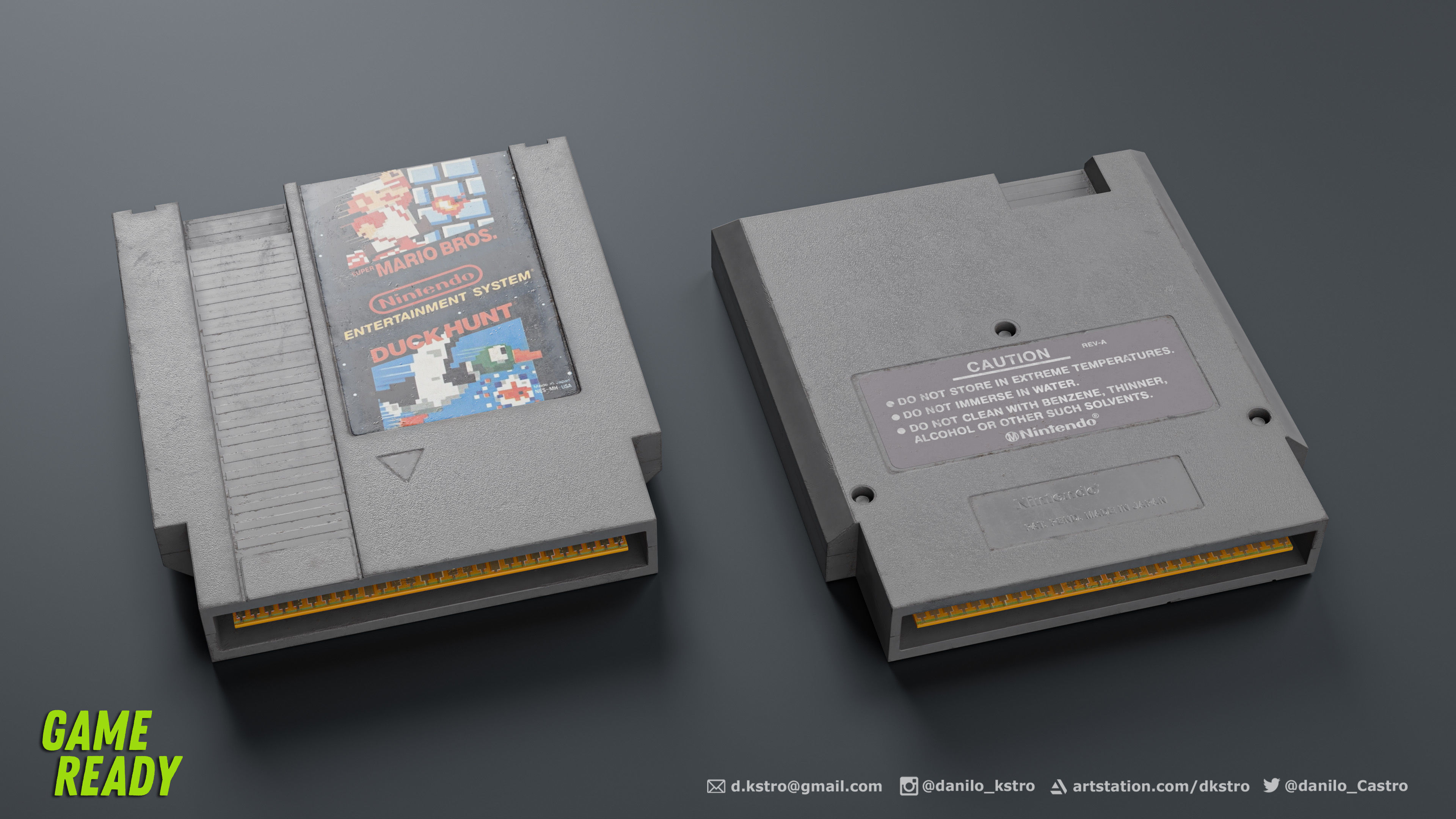 3D model NES Console Cartridge - Lowpoly - 4k Textures VR / AR / low ...