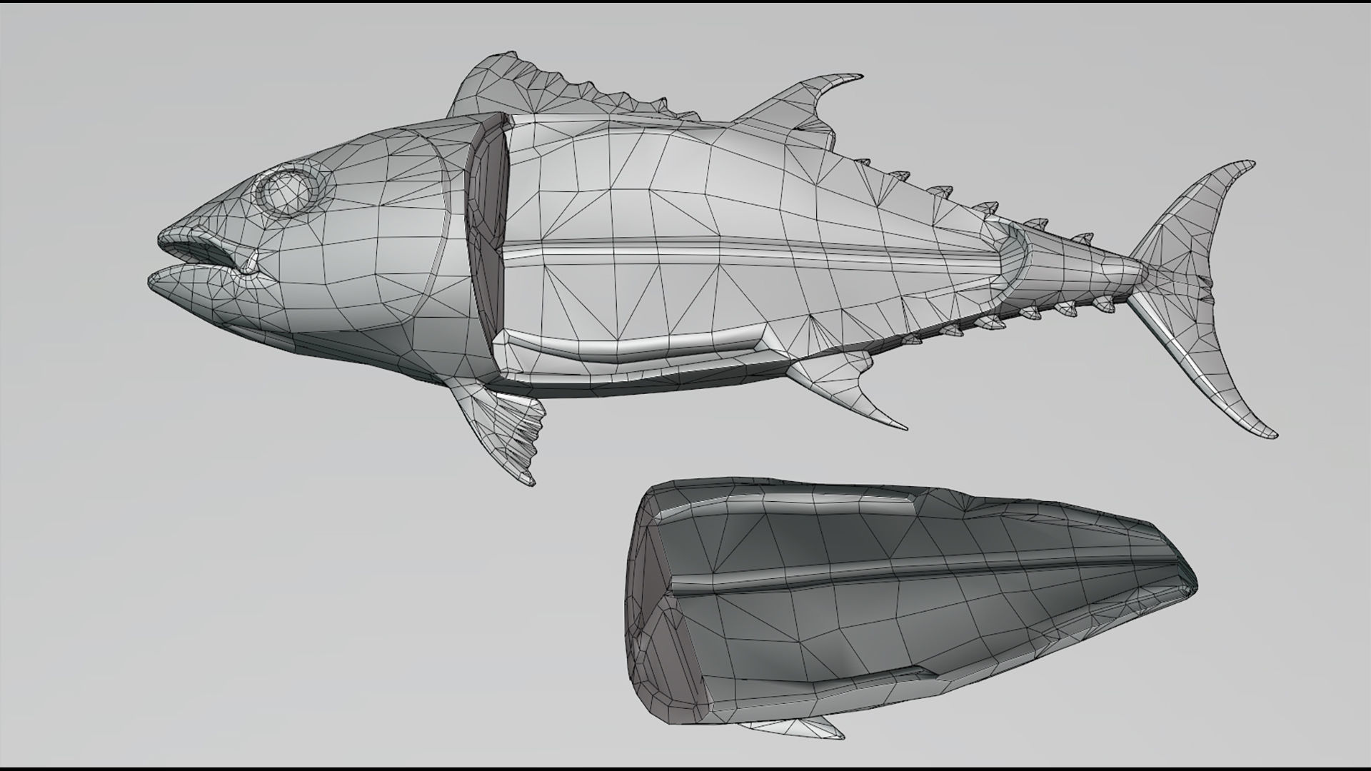 3D model Butchered Bluefin Tuna Fish set and lods VR / AR / low-poly ...