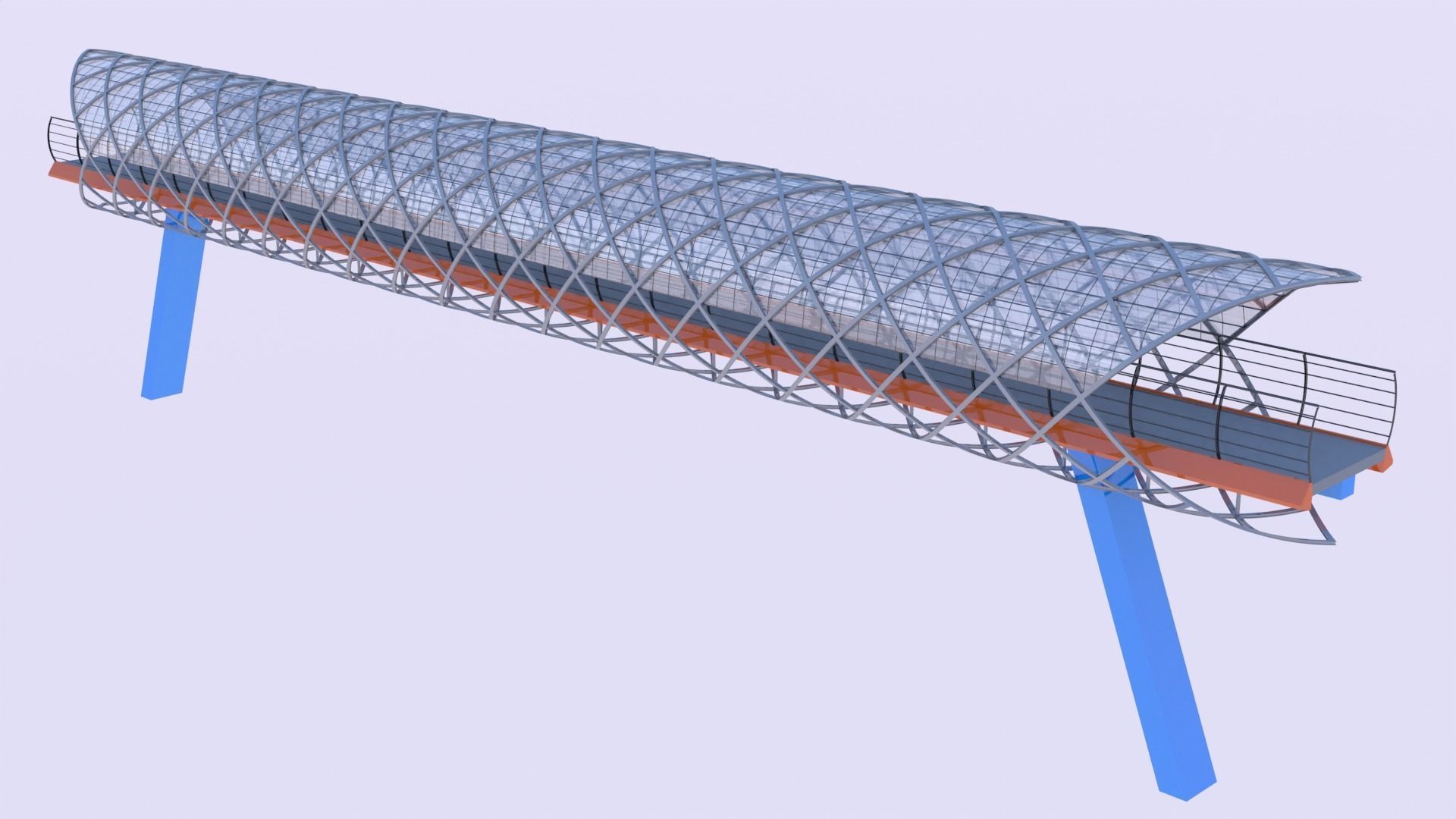 Covered pedestrian bridge 3D model | CGTrader