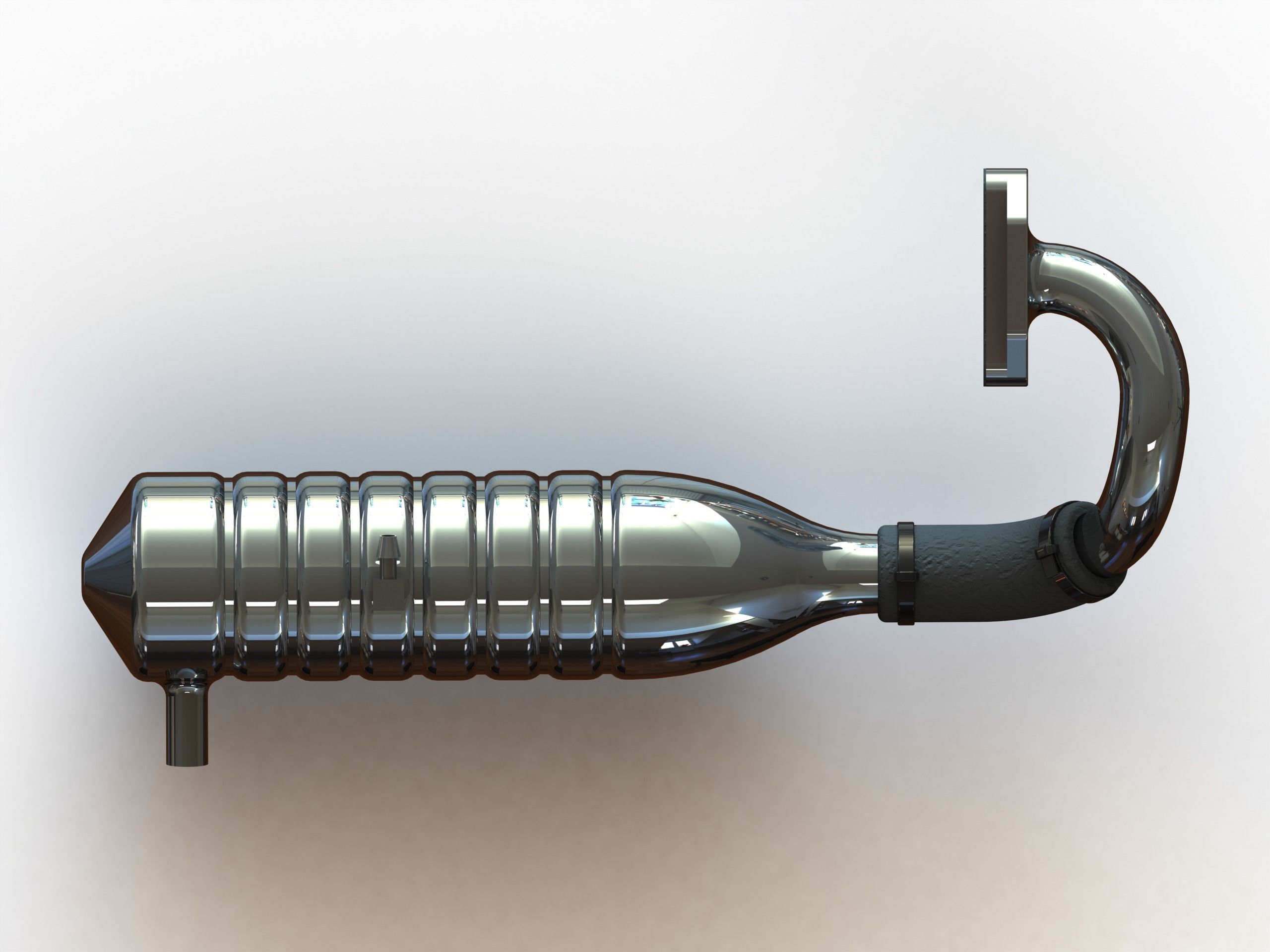 Aluminium Tuned Pipe W Exhaust Manifold Set 3D model rigged | CGTrader