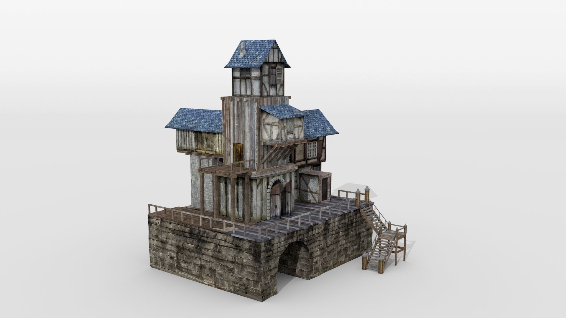 Fantasy-style medieval half-timbered building 3D model | CGTrader