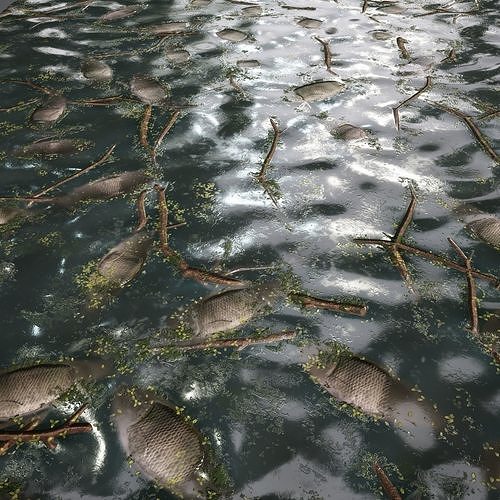 Material of dead fish in the river water Texture | CGTrader