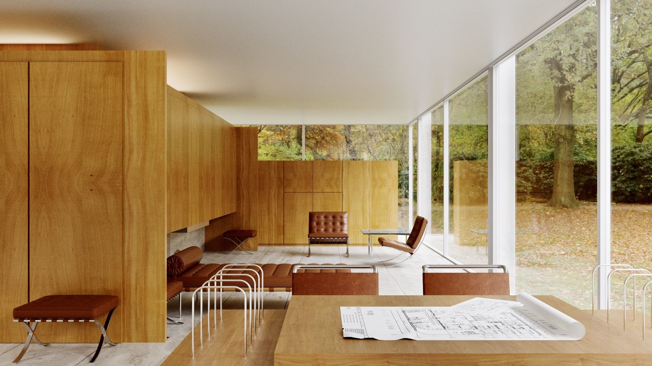 Farnsworth house - Mies van der Rohe - Cinema 4d - Corona render 3D model | CGTrader