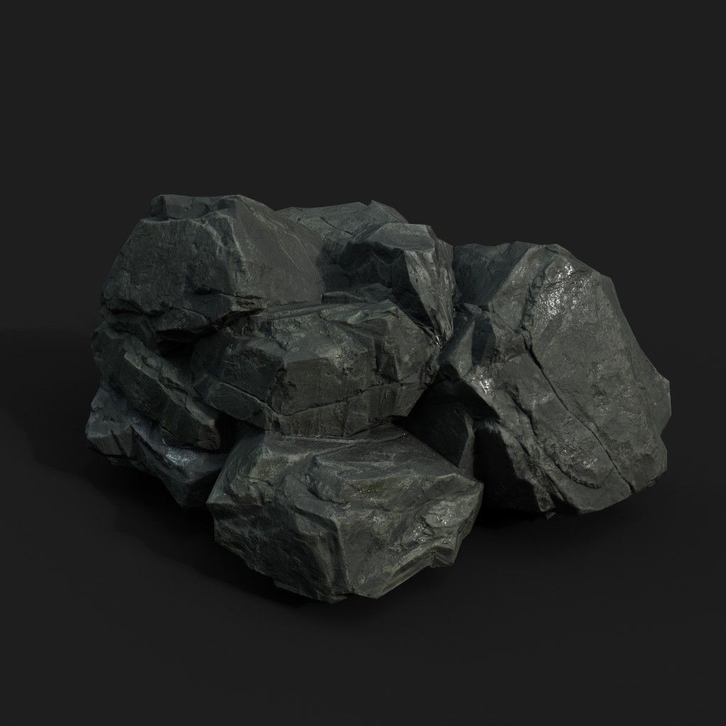 3D model Low Poly Black Rock 230322 - Ultra HD 16K Texture VR / AR ...
