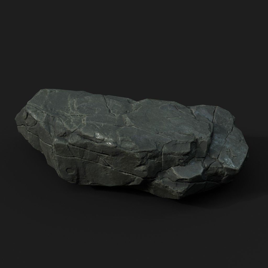 3D model Low Poly Black Rock 230322 - Ultra HD 16K Texture VR / AR ...