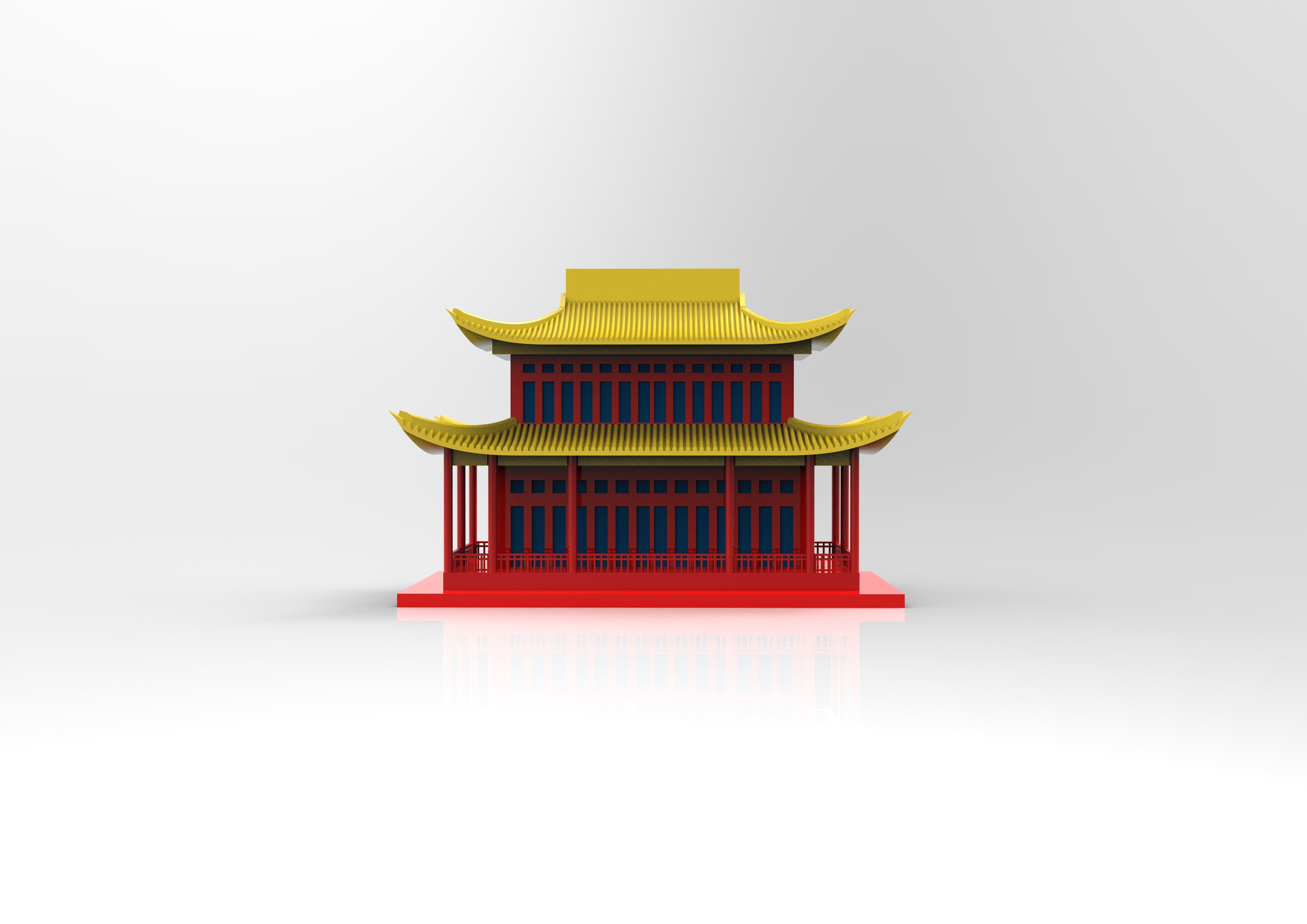 Chinese Building Two Floors 3D model 3D printable | CGTrader