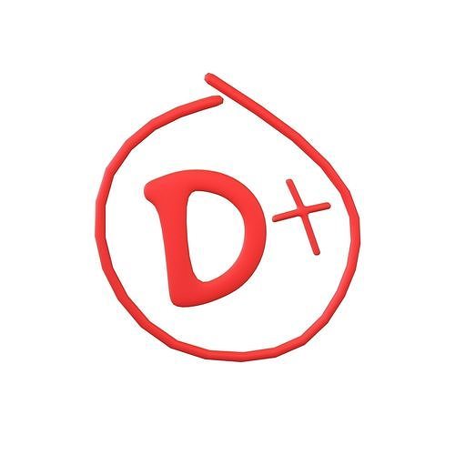 3D model Grade D Plus Symbol v1 001 VR / AR / low-poly | CGTrader