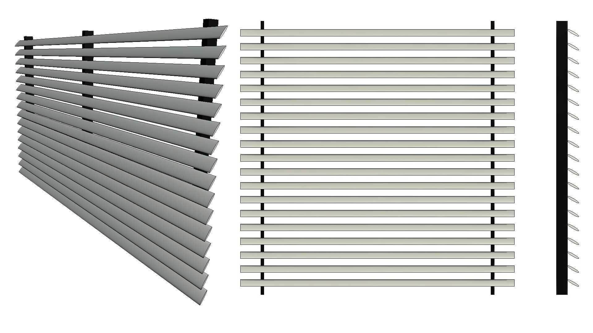 Exterior Aluminium Sun Screen Fixed Louvres 3D model | CGTrader